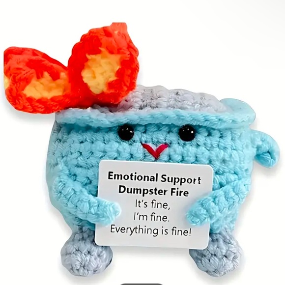 Accessories | New Emotional Support Crochet Dumpster Fire Light Blue ...